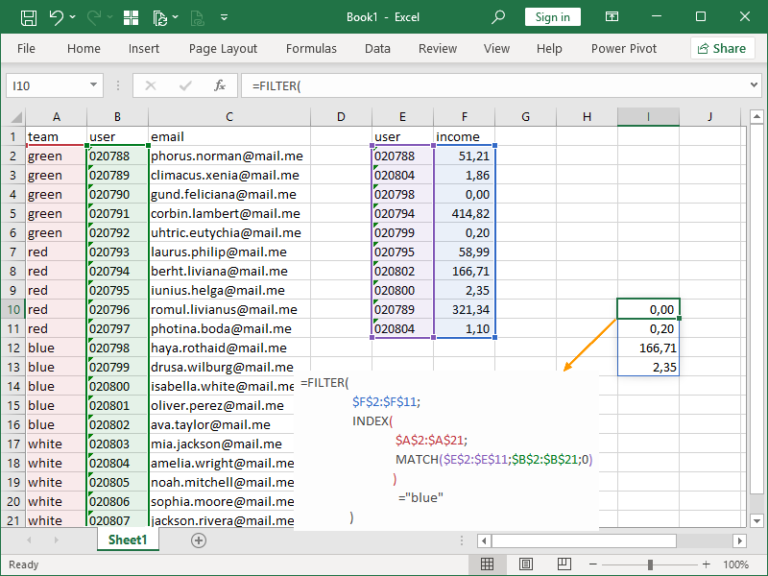 Combining FILTER with INDEX MATCH – dailyEXCEL.net